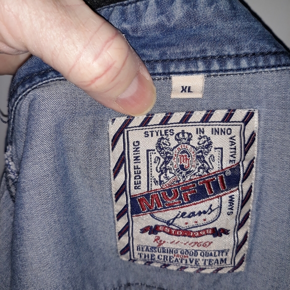 Mufti | Shirts | Mufti Denim Shirt With Leather Collar Medium | Poshmark